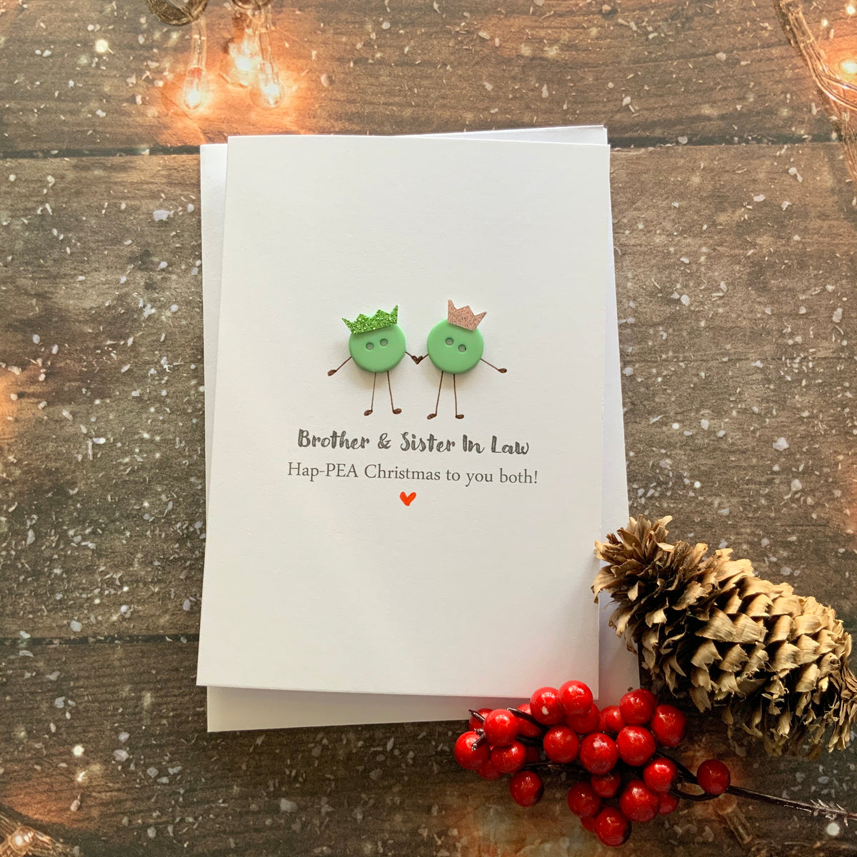 Brother & Sister In Law Ha-Pea Christmas Card – Made By Jennie