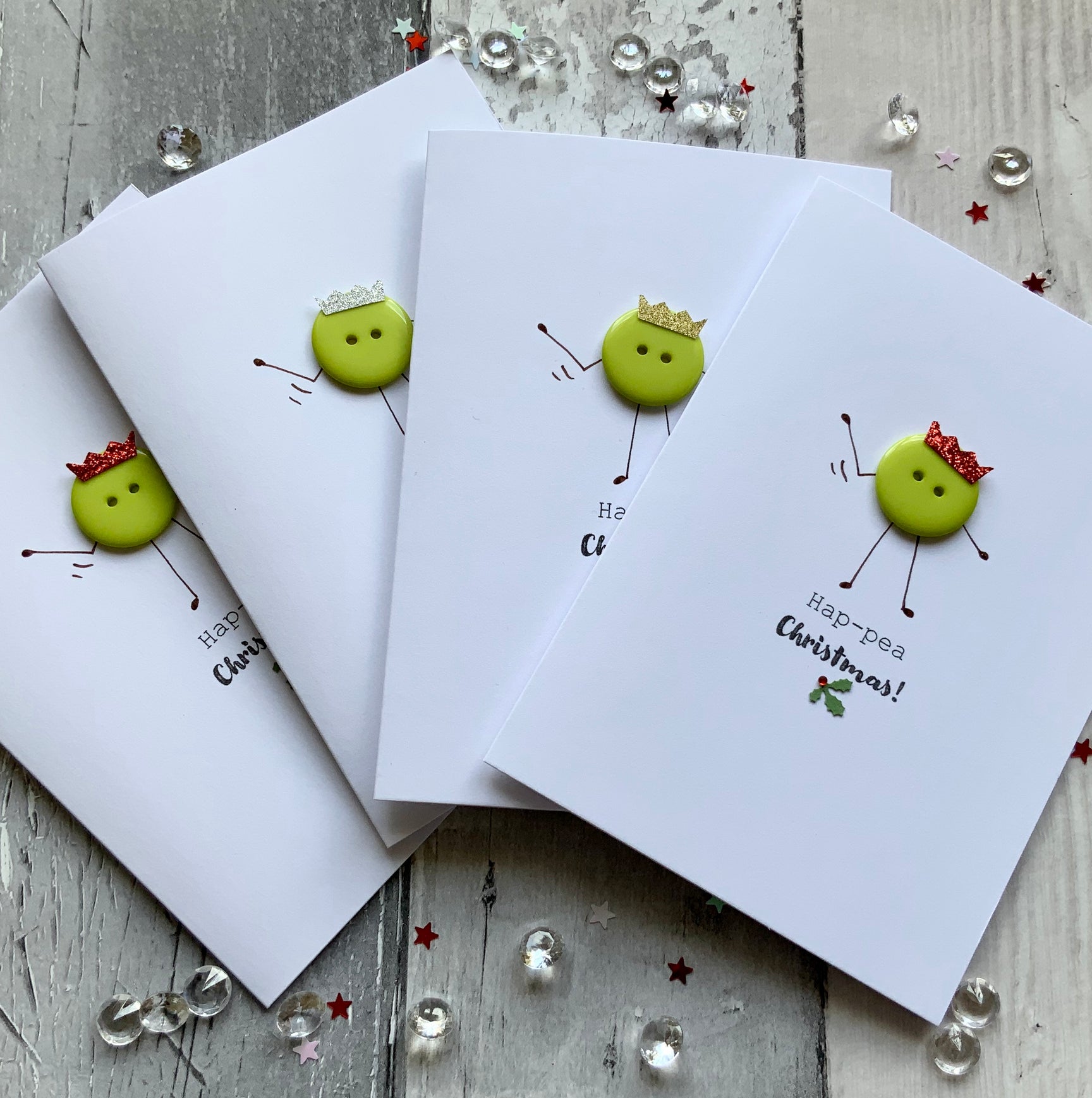 Ha-Pea Christmas Pack of Four Cards – Made By Jennie