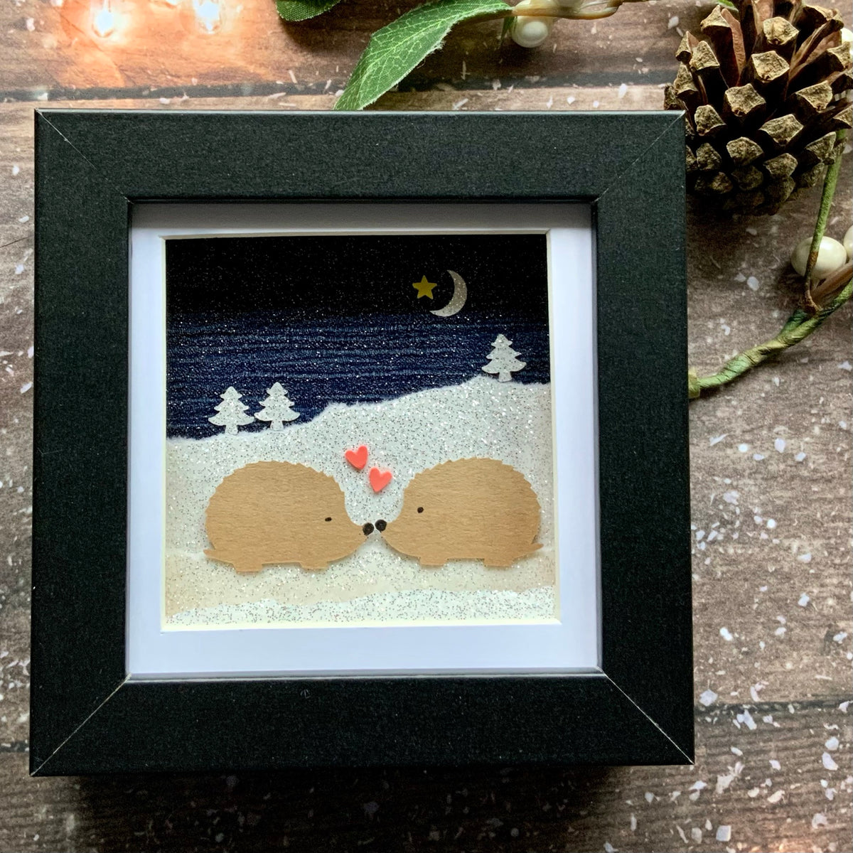 Hedgehogs Snow Mini Frame – Made By Jennie
